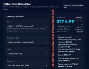 Tattoo Price Calculator & Pricing Guide (100% Free!)